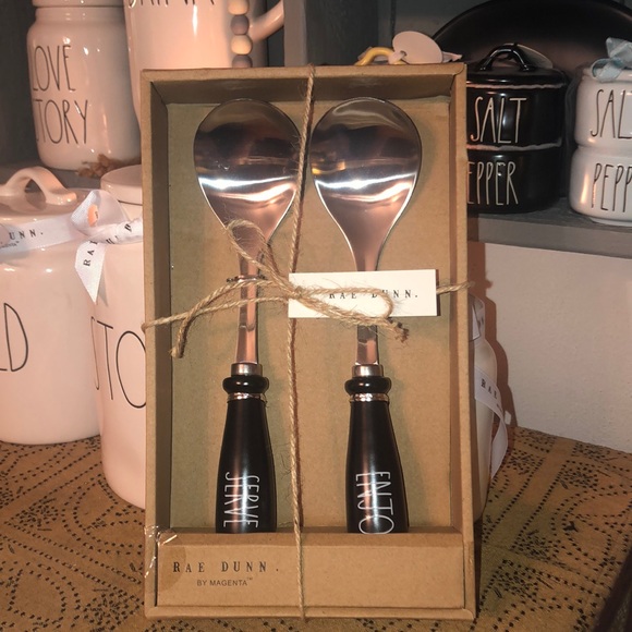 Rae Dunn | Dining | Rae Dunn Serve Enjoy Serving Spoons Black Handles ...